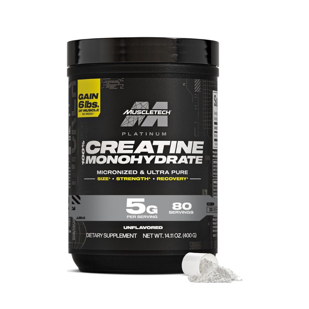 CREATINA PLATINUM MUSCLETECH 80 SERVICIOS 400 GRMS– Suplementos vikingo SV